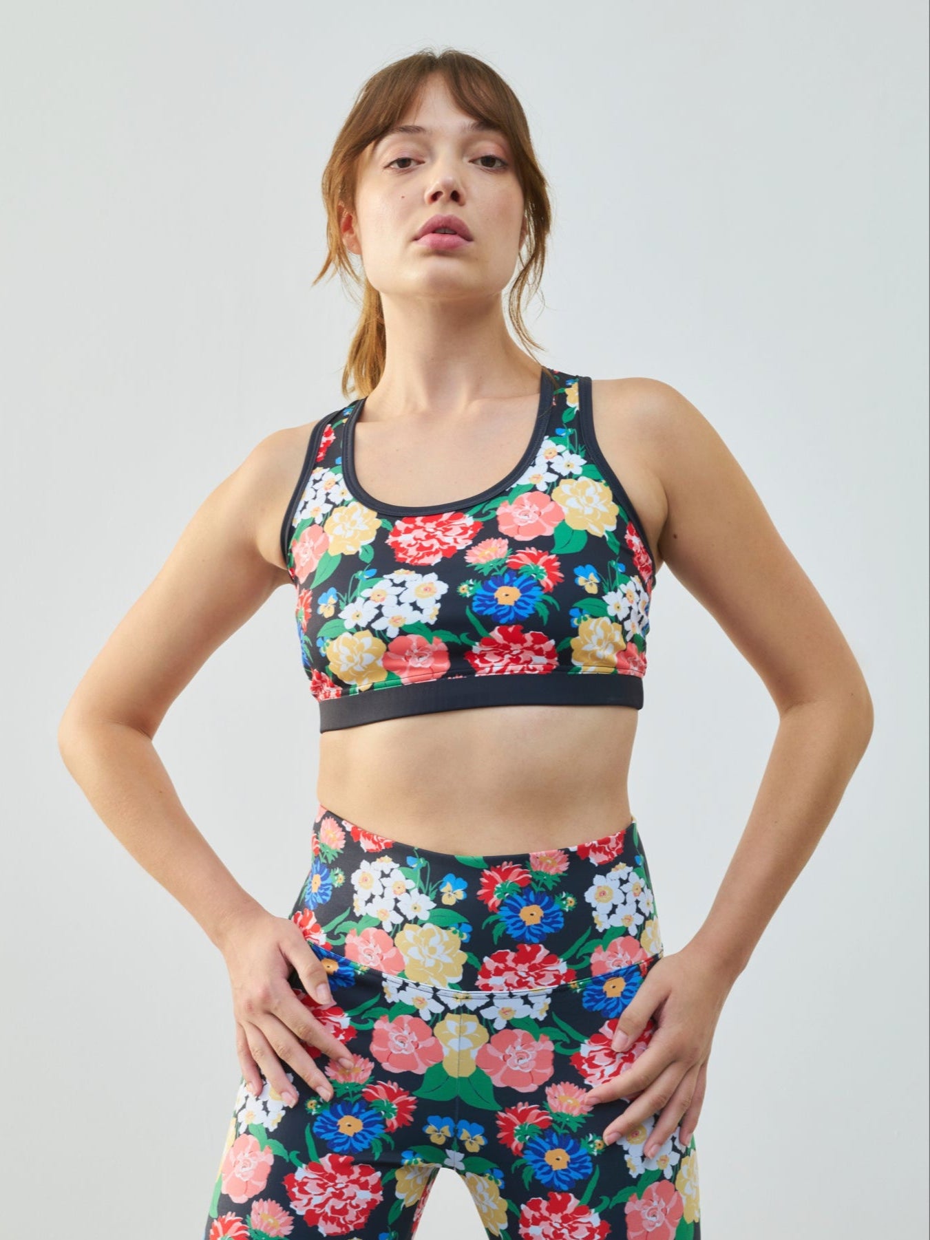 Shelda Flora Black Ground sports bra - Lucas du Tertre x Alke
